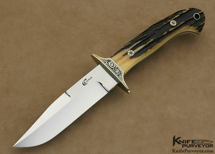Curt Erickson Custom Knife Julie Warenski Engraved Stag Chute - Knife ...