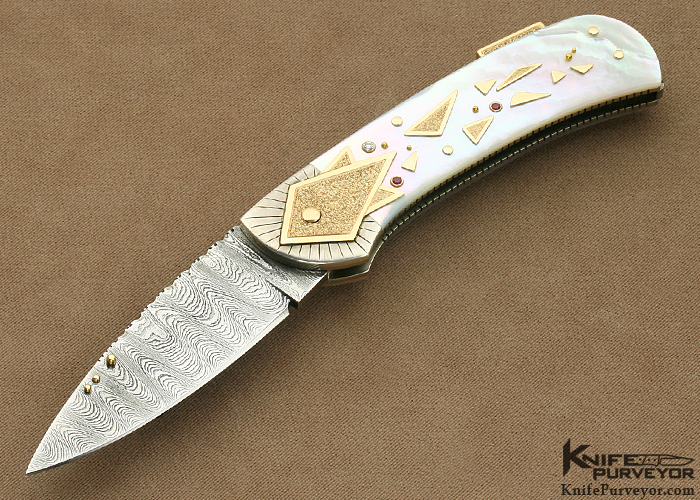 Dellana Custom Knife Sole Authorship Damascus with 14Kt Gold, Diamond ...