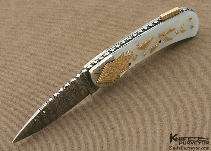 Dellana Custom Knife Sole Authorship Damascus with 14Kt Gold, Diamond ...
