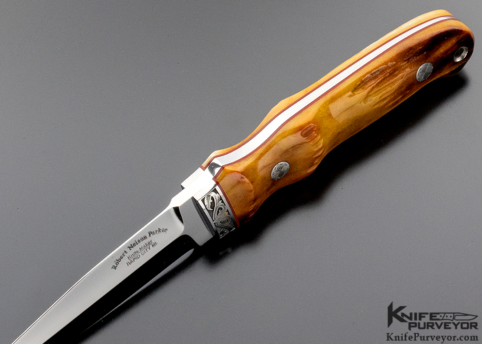 Robert Nelson Parker Custom Knife Dave Lark Engraved Amber Stag Hideout ...