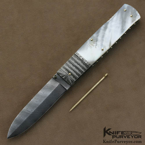 Barry Davis Custom Knife Sole Authorship Damascus & Mother of Pearl ...