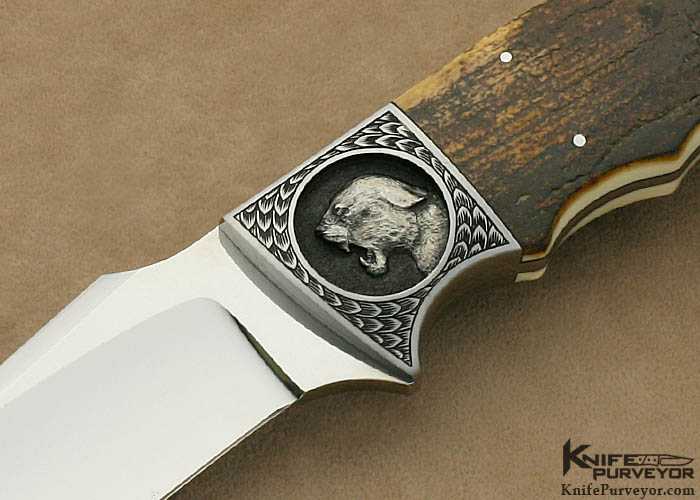 D'Alton Holder Custom Knife Mammoth Ivory Finger Groove Hunter Engraved ...