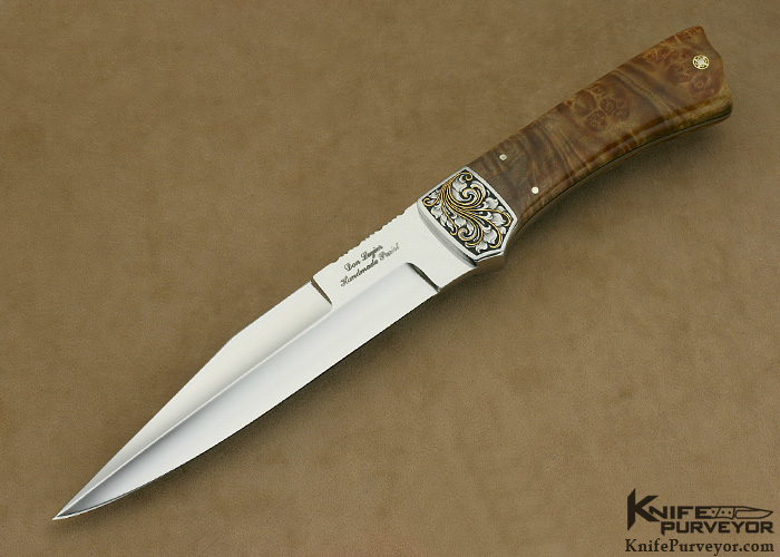 Don Lozier Custom Knife Burl Wood Fighter Engraved by Julie Warenski ...