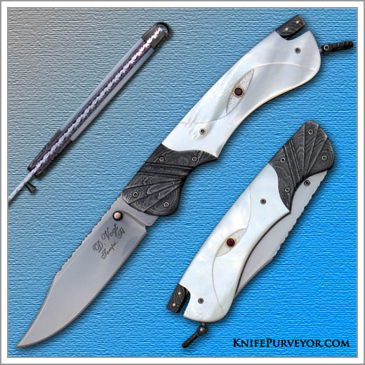 Donald Vogt's Custom Knife: Carved Mother of Pearl Tail Lock with ...
