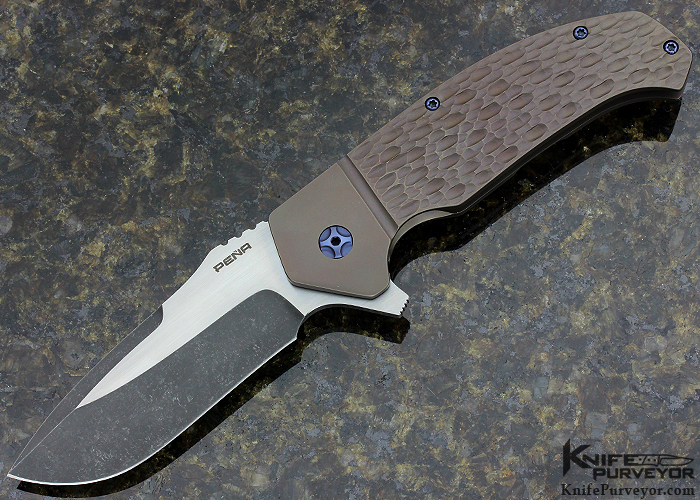 Enrique Pena Custom Knife Diesel 5.0 Jigged Bronzed Titanium Framelock ...