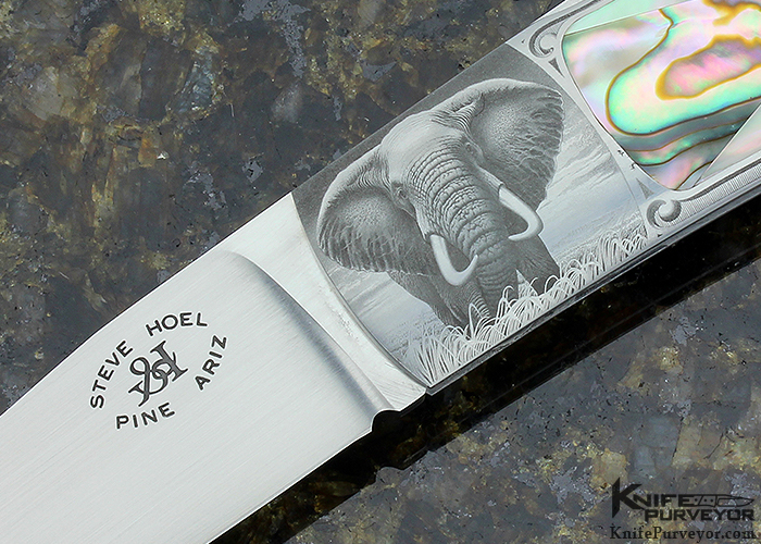 Steve Hoel Custom Knife Multi-Pearl Inlay Midlock Engraved by Francesca ...