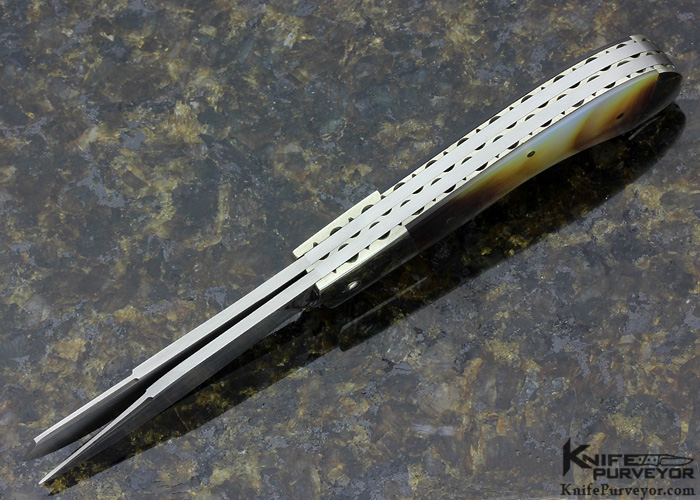 Gary Crowder Custom Knife 2 Blade Blacklip Pearl and Silver Slip Joint ...