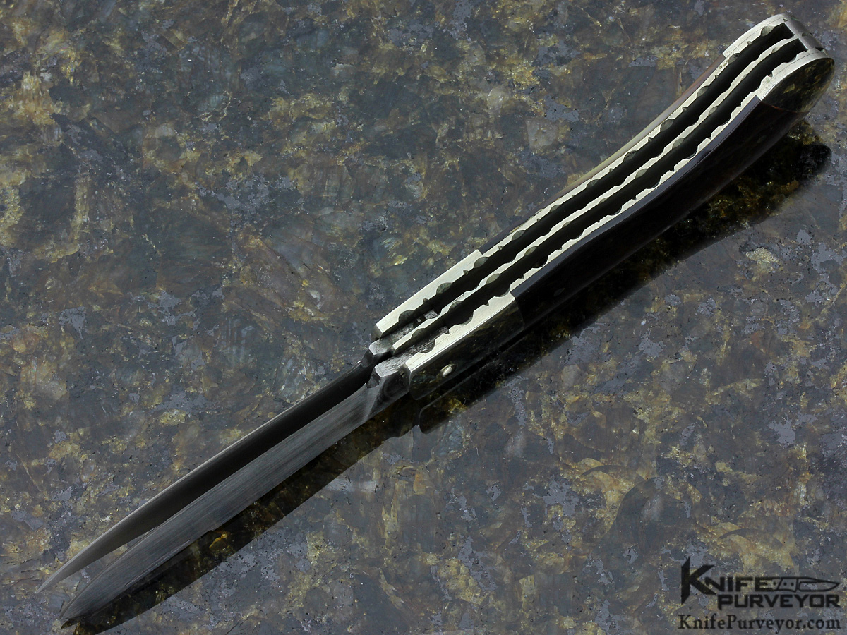 Gary Crowder Custom Knife 2 Blade Blacklip Pearl and Silver Slip Joint ...