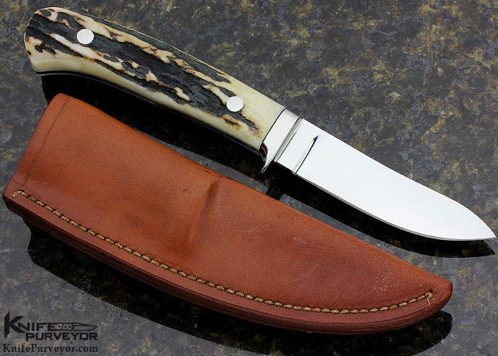 George Herron Custom Knife Stag Skinny Drop Point Hunter - Knife Purveyor