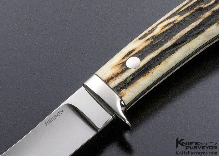 George Herron Custom Knife Stag New Style Upswept Skinner - Knife Purveyor