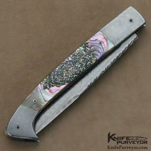 Jerry Rados Custom Knives Paua Shell & Turkish Twist Damascus Auto ...