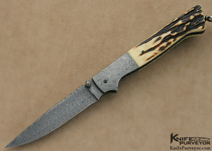 Jerry Rados Custom Knives Stag & Turkish Twist Damascus Bale Lock ...