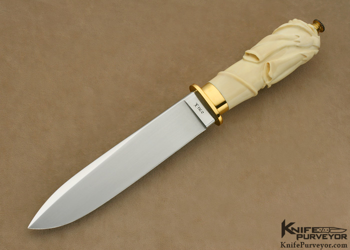 Jim Ence Custom Knife Carved Mastodon Ivory "Poppy" San Francisco ...