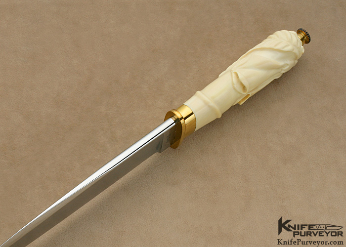 Jim Ence Custom Knife Carved Mastodon Ivory "Poppy" San Francisco ...