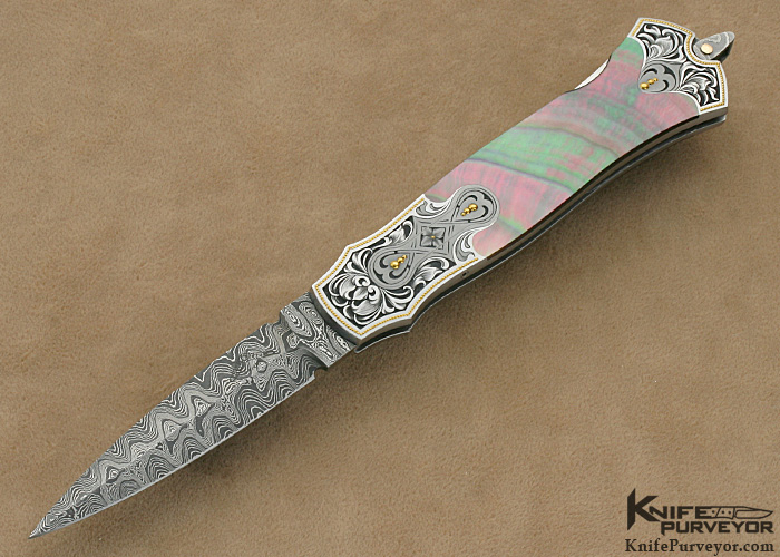 Warren Osborne Custom Knife Julie Warenski Engraved Blacklip Tahitian ...