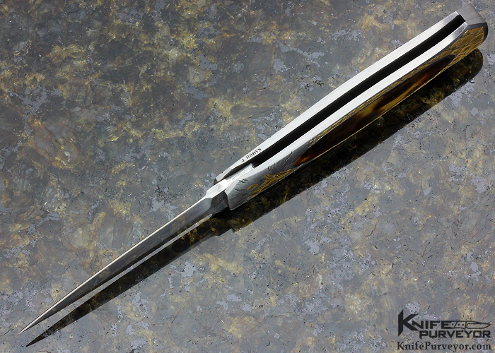 Tim Herman Custom Knife Amber Interframe Lockback Dagger "Eagle ...