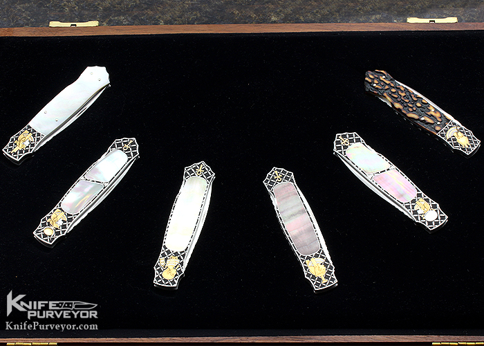 WD Pease Custom Knife Lisa Tomlin Engraved Egyptian Motif (set 6 knives ...