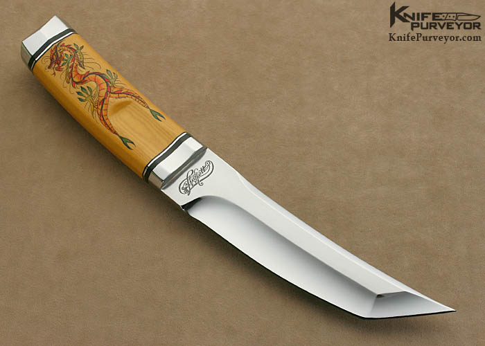 Bill Luckett Custom Knife Bob Burdette Scrimshawed Westinghouse Micarta ...