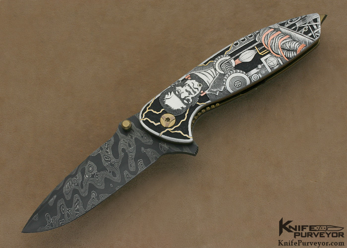 Peter Carey Custom Knife Jody Muller Engraved "Frankenstein" Nitro ...