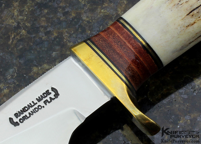 Randall Custom Knife Model 25 Trapper Stag, Stacked Leather and Brass ...