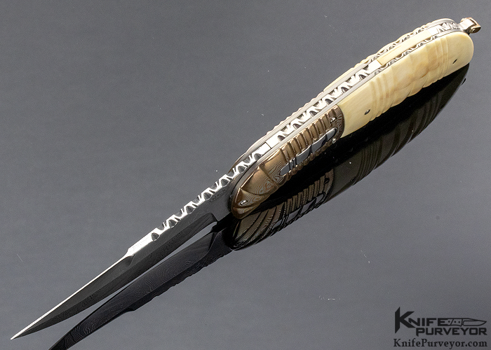 Rex Robinson Custom Knife Fluted Auto Damascus and Mokume Linerlock ...