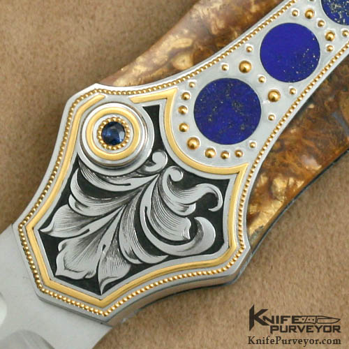 Scott Sawby Custom Knife Julie Warenski Engraved Egret Button Lock ...