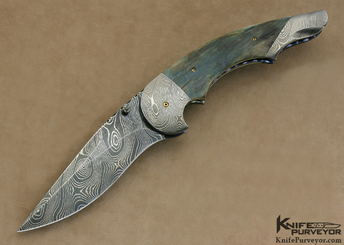 Stan Wilson Custom Knife Damascus Double Action Auto - Knife Purveyor
