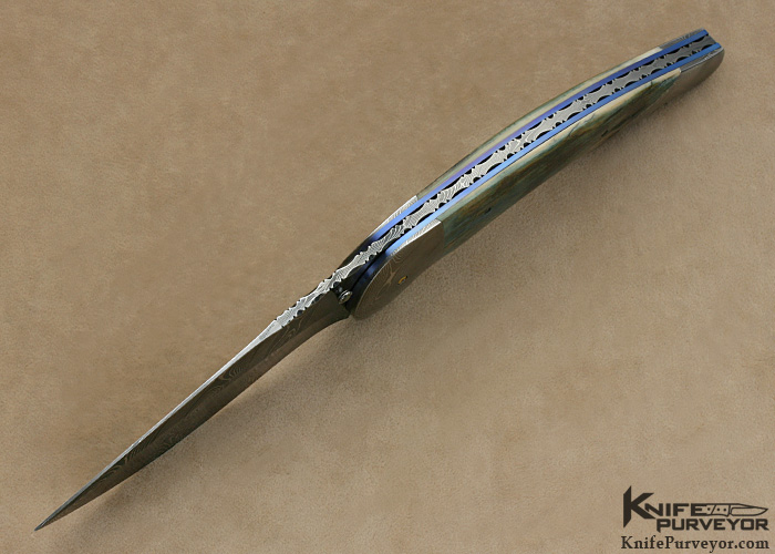 Stan Wilson Custom Knife Damascus Double Action Auto - Knife Purveyor