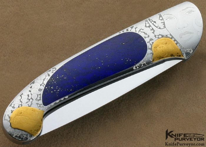 Steve Hoel Custom Knife Martin Butler Engraved Lapis Lazuli Interframe ...