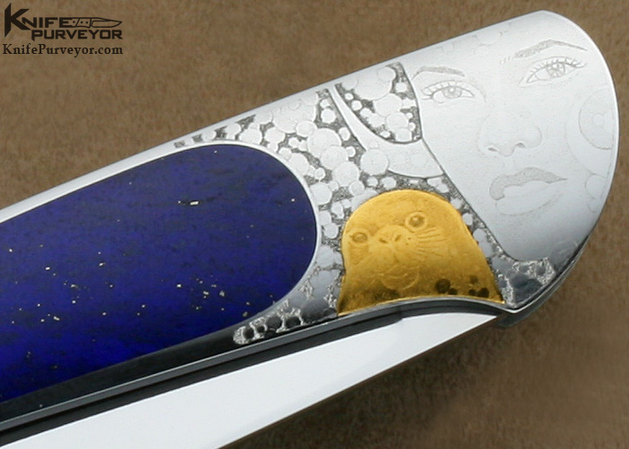 Steve Hoel Custom Knife Martin Butler Engraved Lapis Lazuli Interframe ...