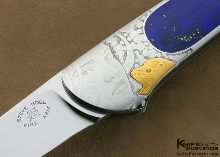 Steve Hoel Custom Knife Martin Butler Engraved Lapis Lazuli Interframe ...