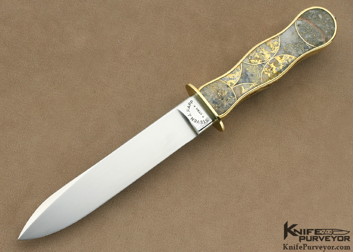 Steven Rapp Custom Knife 18Kt Gold Wrapped Gold Quartz Will & Fink ...