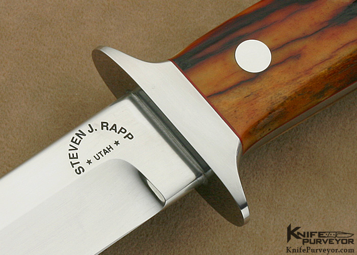 Steven Rapp Custom Knife Amber Stag Chute Knife - Knife Purveyor