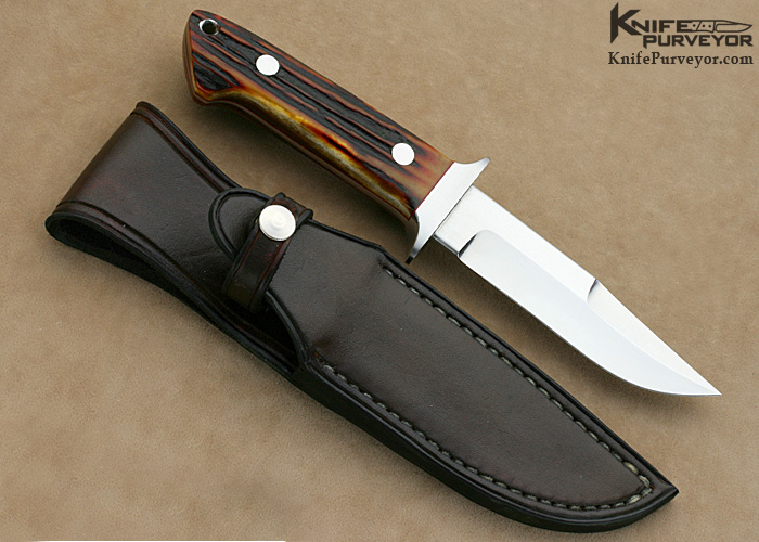 Steven Rapp Custom Knife Amber Stag Chute Knife - Knife Purveyor