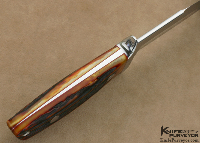 Steven Rapp Custom Knife Amber Stag Chute Knife - Knife Purveyor