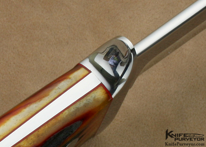 Steven Rapp Custom Knife Amber Stag Chute Knife - Knife Purveyor