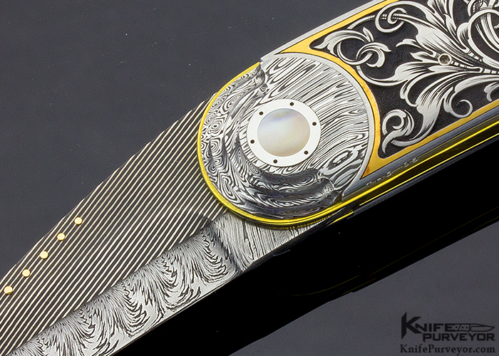 Tim George Engraved Owen Wood Custom Knife Liner Lock - Knife Purveyor