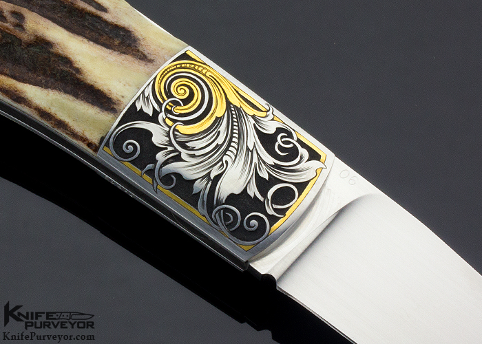 Tim George Engraved Steve Hoel Custom Knife Clip Point Midlock with ...