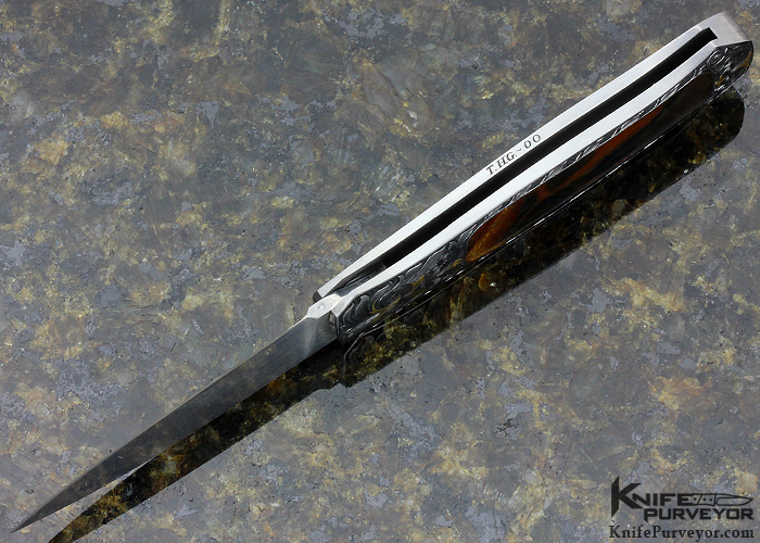 Tim Herman Custom Knife Tim George Engraved Amber Lockback - Knife Purveyor