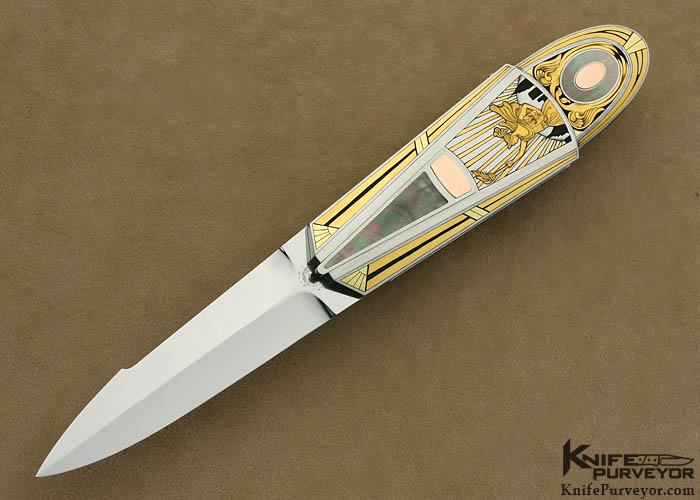 Tore Fogarizzu Custom Knife Black Lip Tahitian Pearl Shell Interframe ...