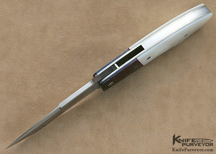 Tim Herman Custom Knife Mother of Pearl Shell & Blued Damascus ...