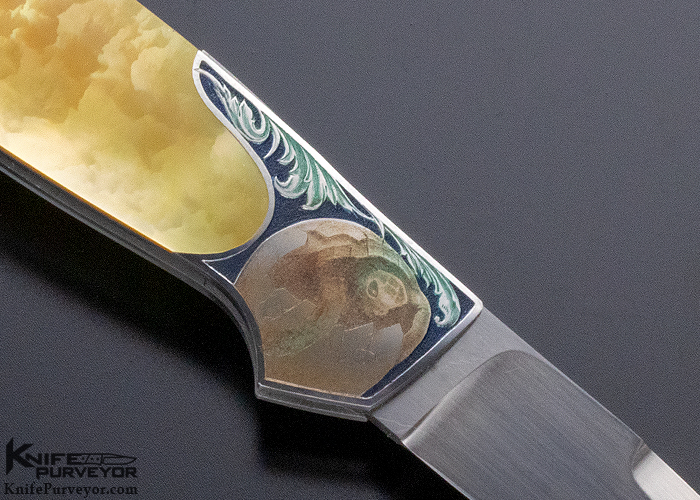 Tim Herman Custom Knife Sole Authorship Engraved "Sea Turtles" Gold Lip ...