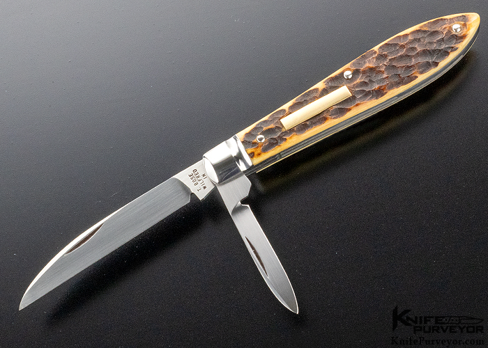 Tony Bose Custom Knife Prototype Jigged Bone with 14 Kt Gold Escutcheon ...