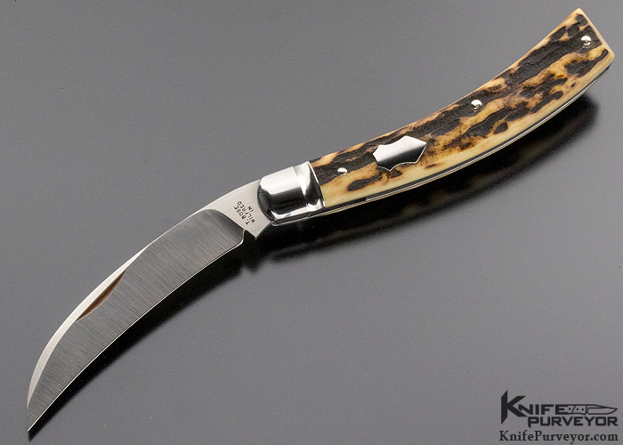 Tony Bose Custom Knife NKCA "Pruner" Stag Slip Joint - Knife Purveyor