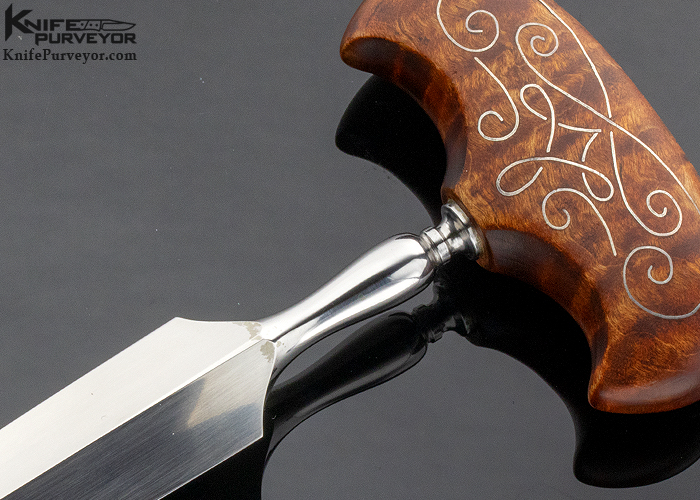 Marple Custom Knife Tiger Striped Maple Push Dagger with Fine Silver ...