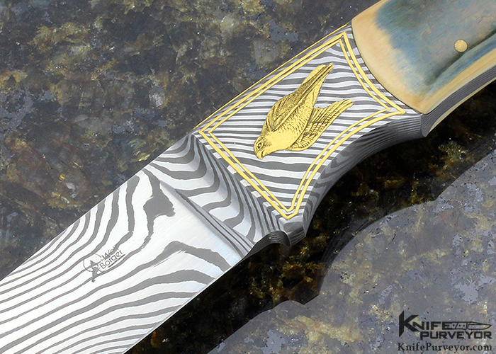 Wolf Borger Custom Knife Damasteel Boot Knife with Blue Mammoth ...