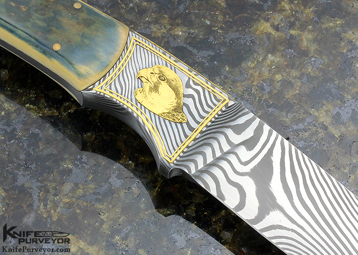 Wolf Borger Custom Knife Damasteel Boot Knife with Blue Mammoth ...